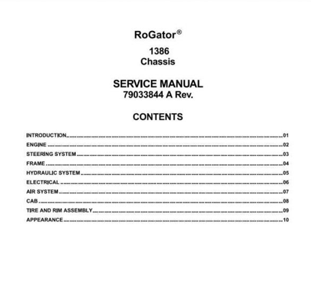 Manual de servicio del chasis RoGator 1386 de Ag Chem_790338 – Manuales ...